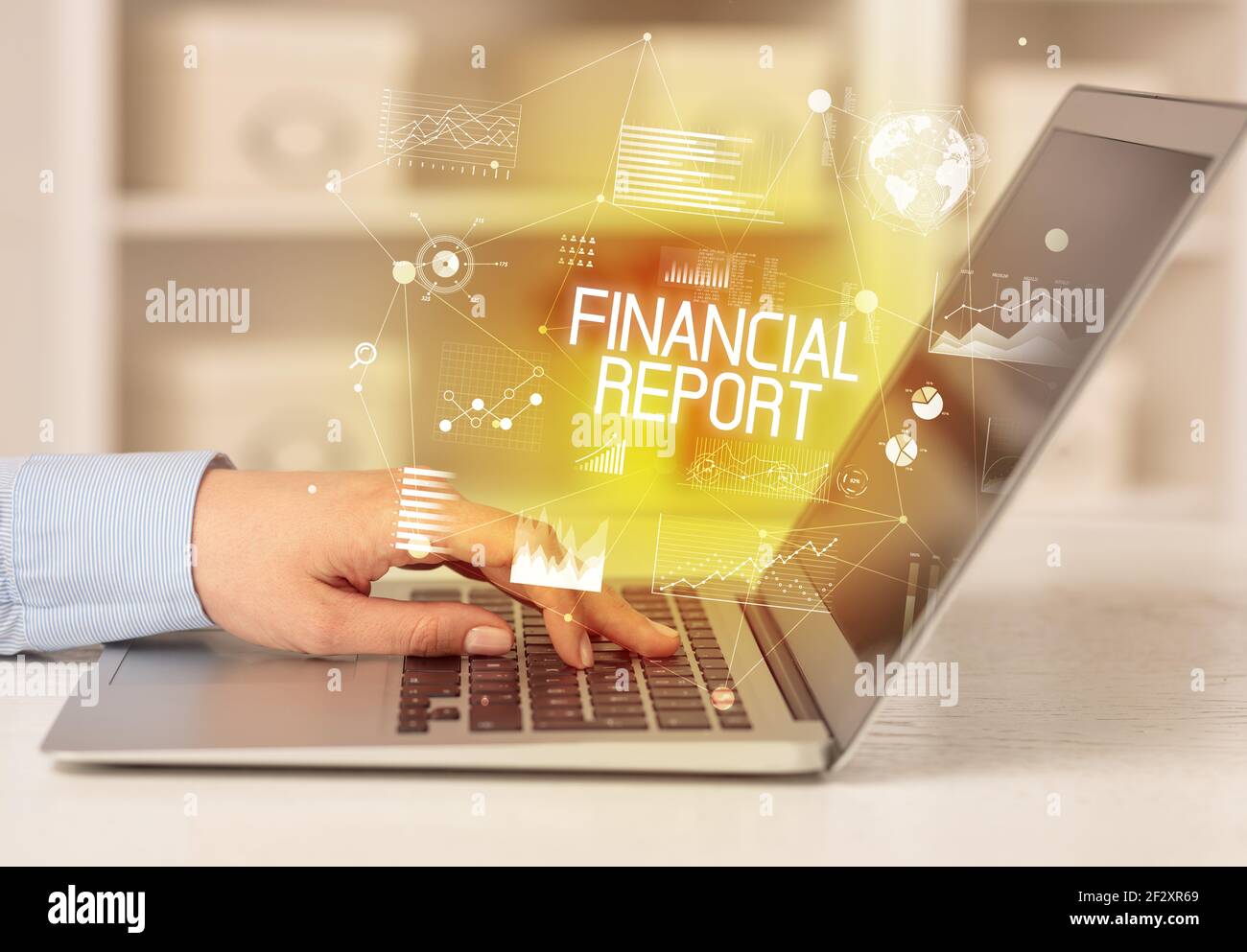 Side view of a business person working on laptop Stock Photo - Alamy