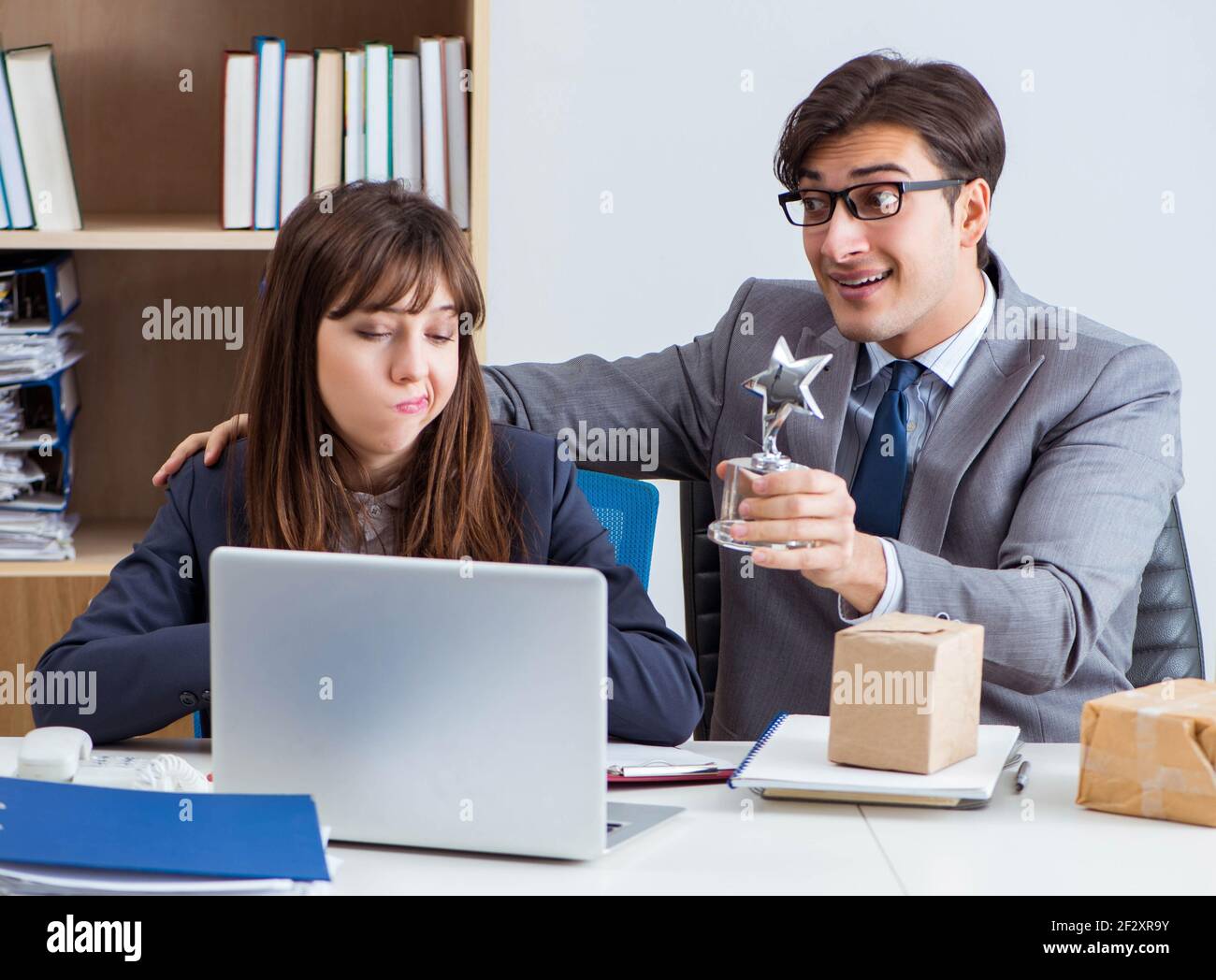 The business people receiving new mail and parcels Stock Photo - Alamy