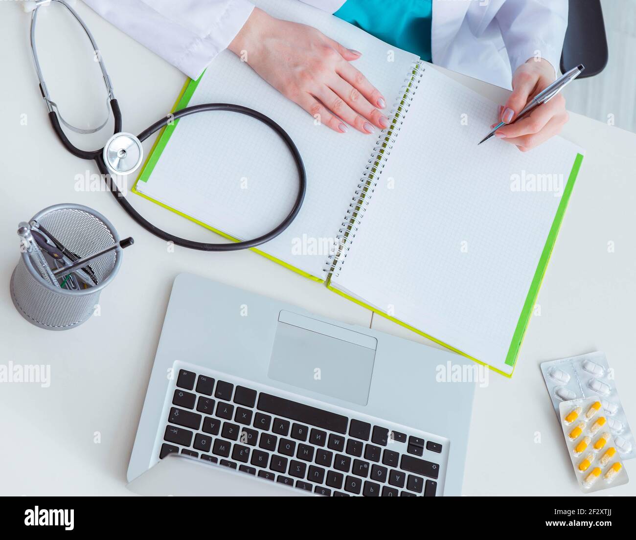 The hand writing medical prescription in computer Stock Photo - Alamy