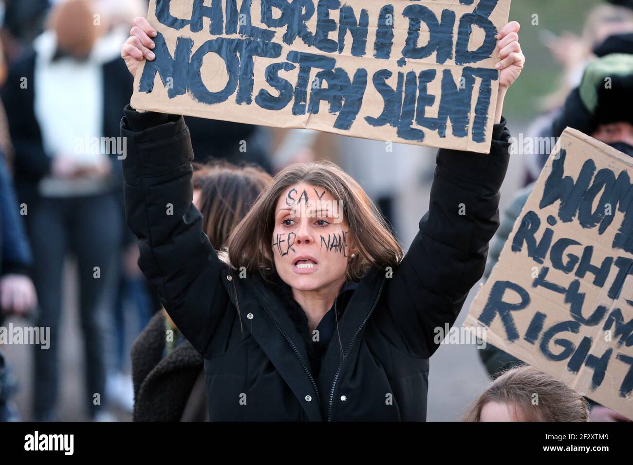London, England, UK. 13th Mar, 2021. Police arrest a woman ...