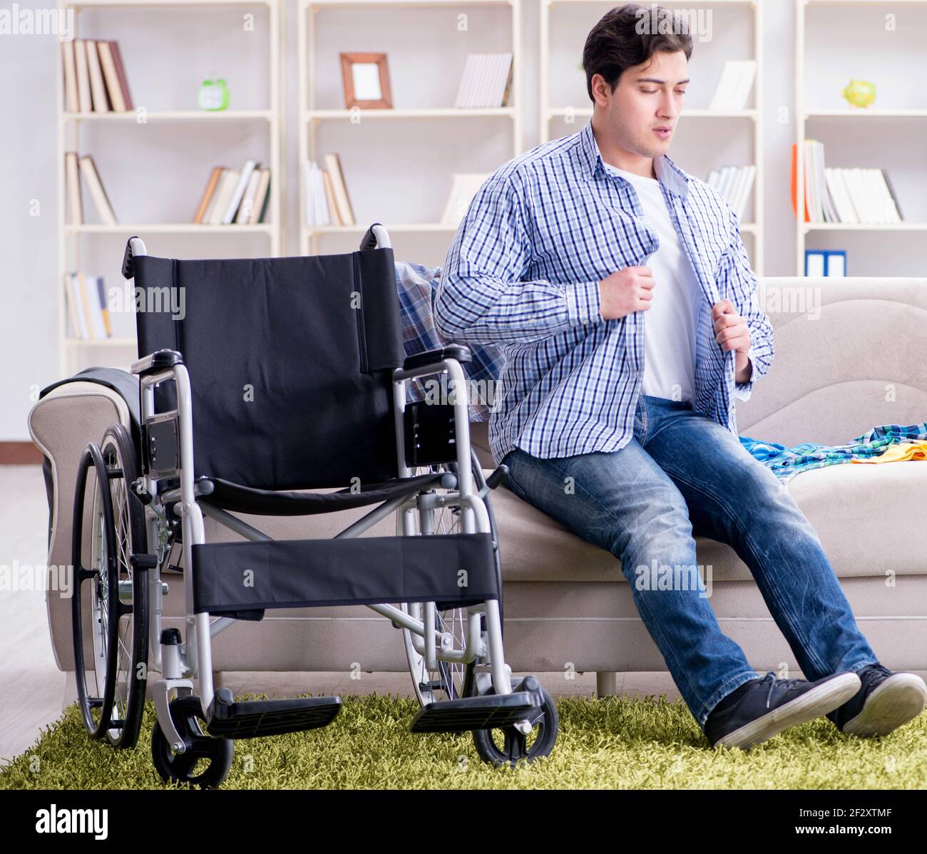 The disabled man recovering at home Stock Photo - Alamy