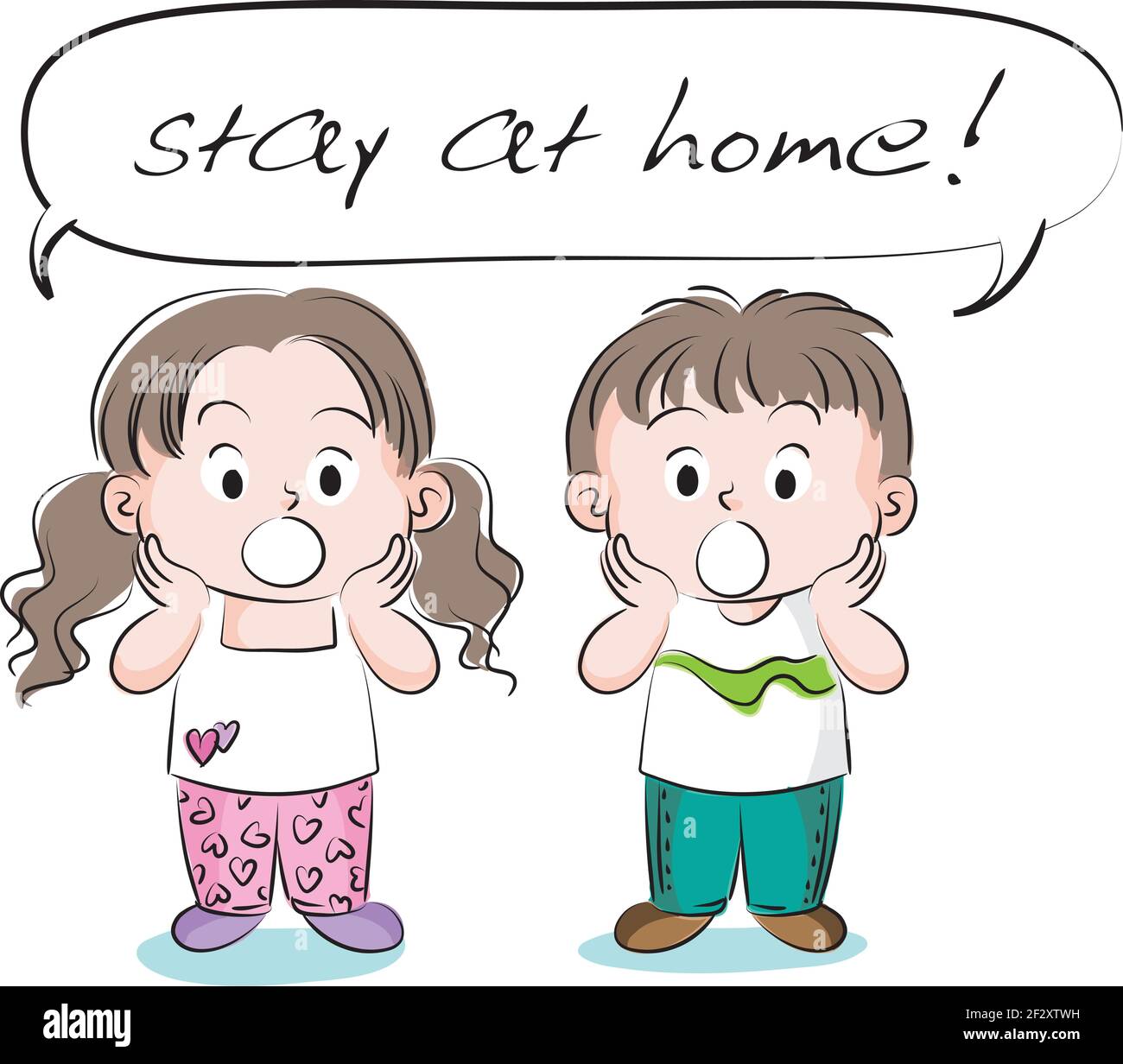 Kids stay at home Stock Vector Images - Alamy