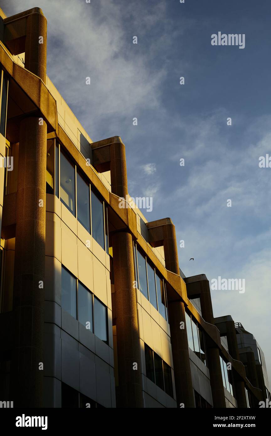Exterior of 1980s office building with graded high contrast Stock Photo ...