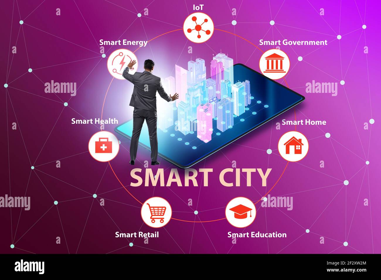 Businessman in the smart city modern concept Stock Photo - Alamy