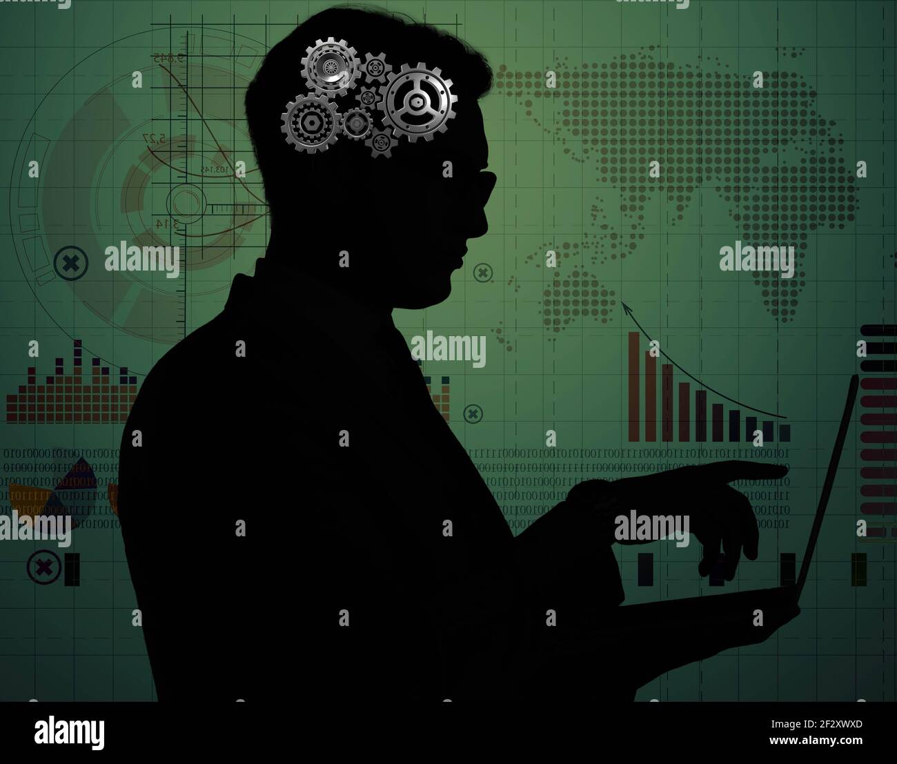 The artificial intelligence concept with man and laptop Stock Photo - Alamy