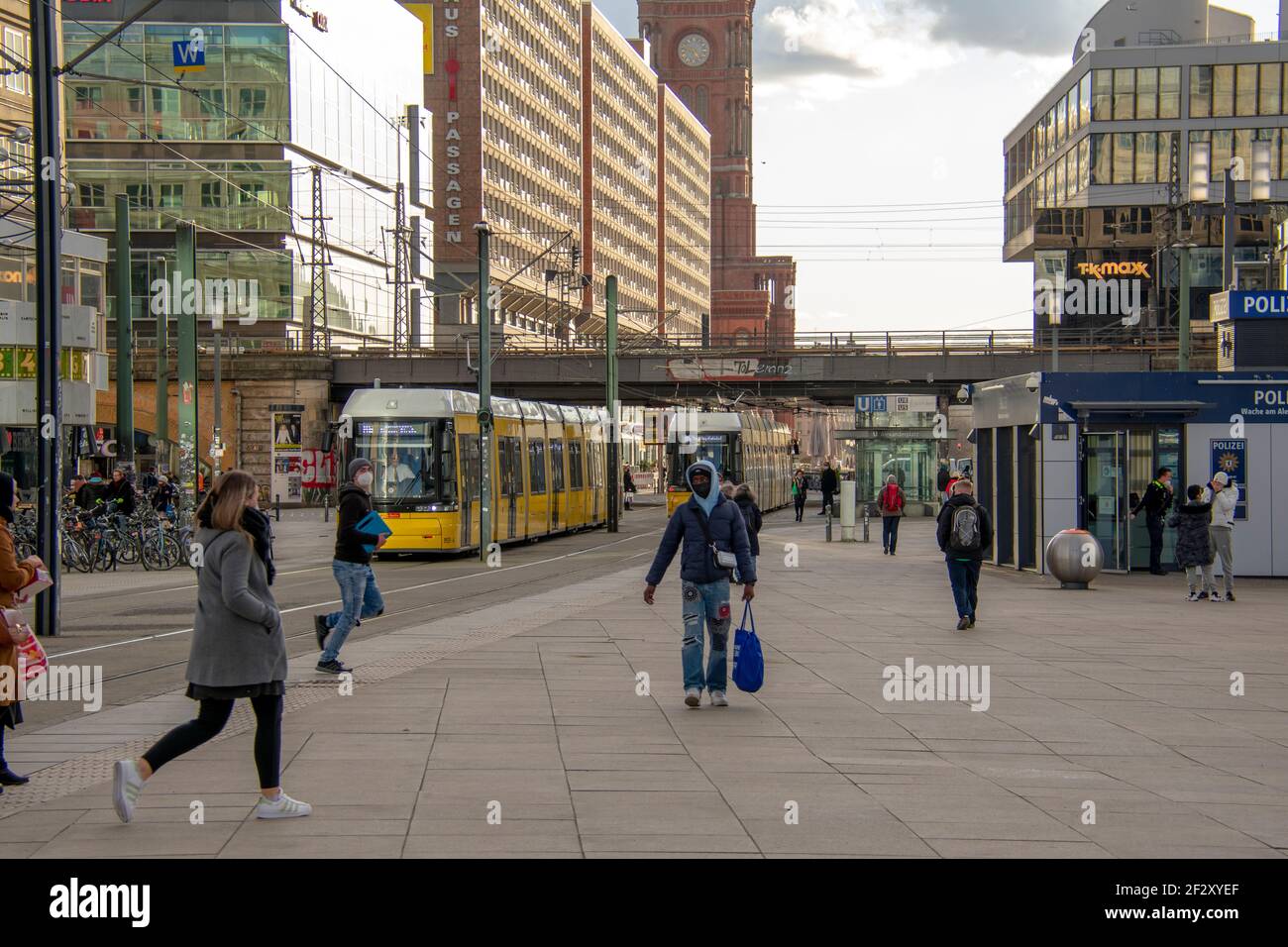 Berlin tram public transit landscape in Alexanderplatz MItte Berlin ...