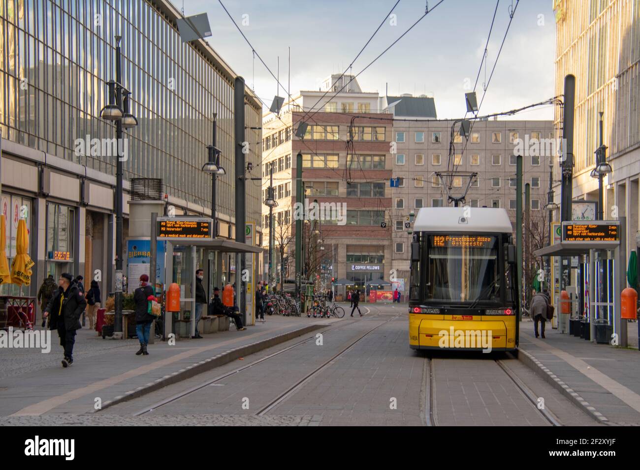 Berlin tram public transit landscape in Alexanderplatz MItte Berlin ...