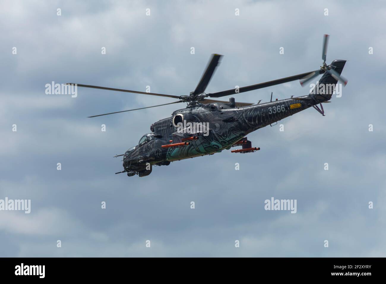 Czech Air Force Mil MI-35 Helicopter in flight Stock Photo - Alamy