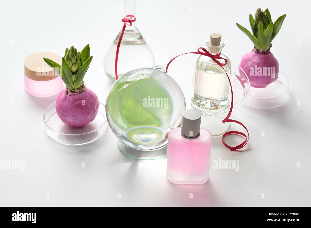 Face and body skincare products, arrangement on white table. Face care ...