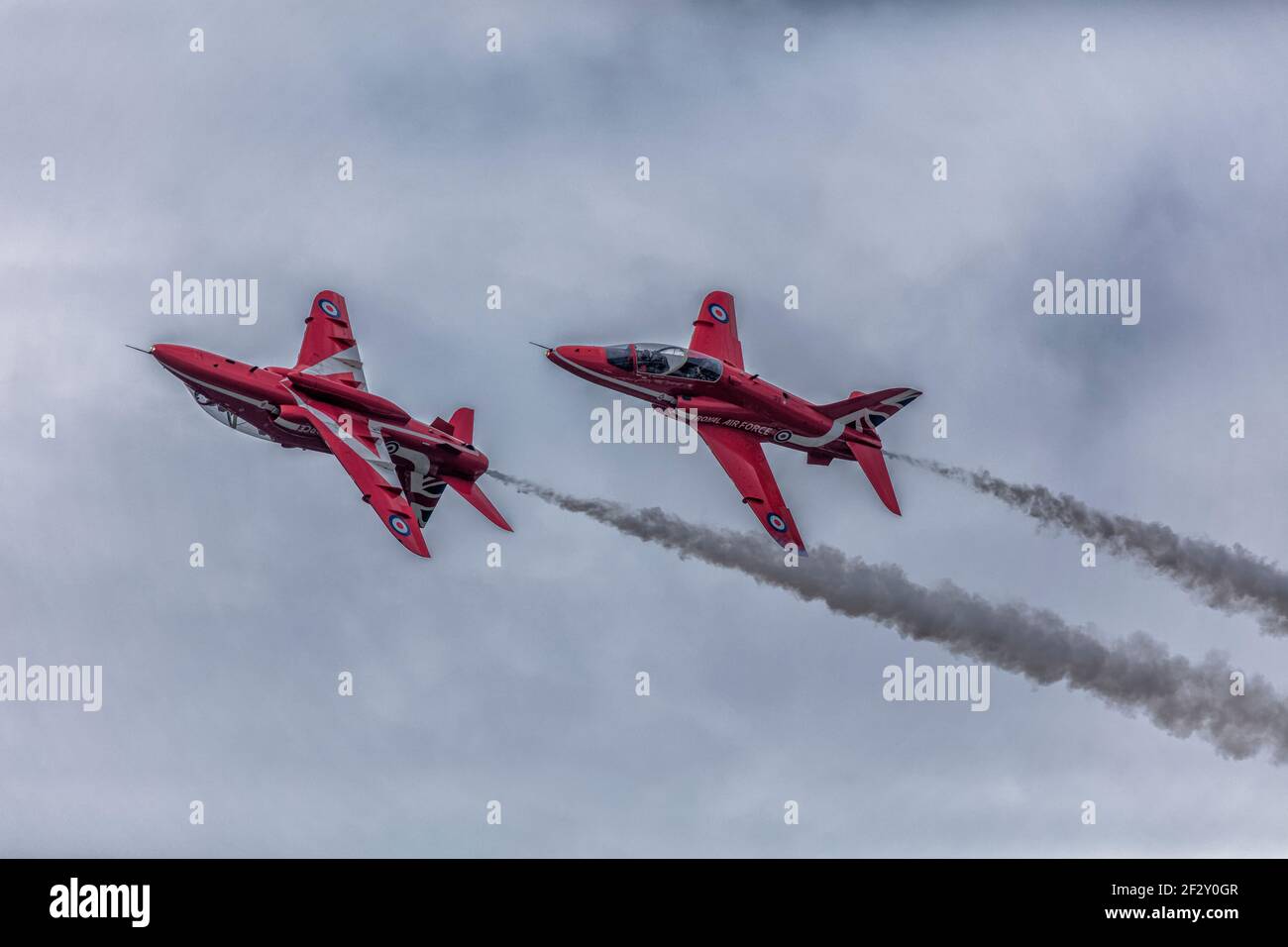 Two RAF Red Arrows Jets in Flight Stock Photo - Alamy