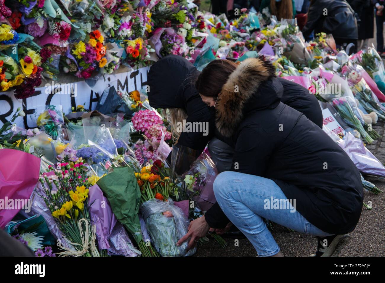 London, UK, 13th March 2021. A vigil in memory of Sarah Everard and ...