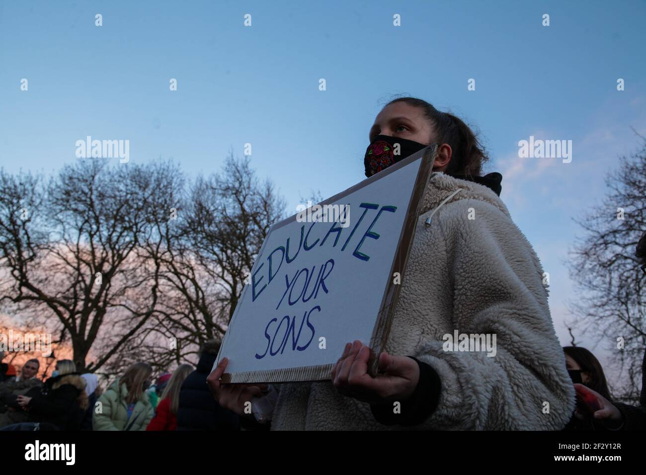 London, UK, 13th March 2021. A vigil in memory of Sarah Everard and ...
