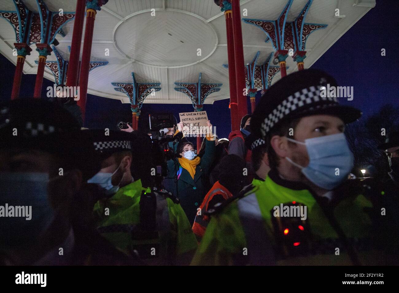 London, UK, 13th March 2021. A vigil in memory of Sarah Everard and ...