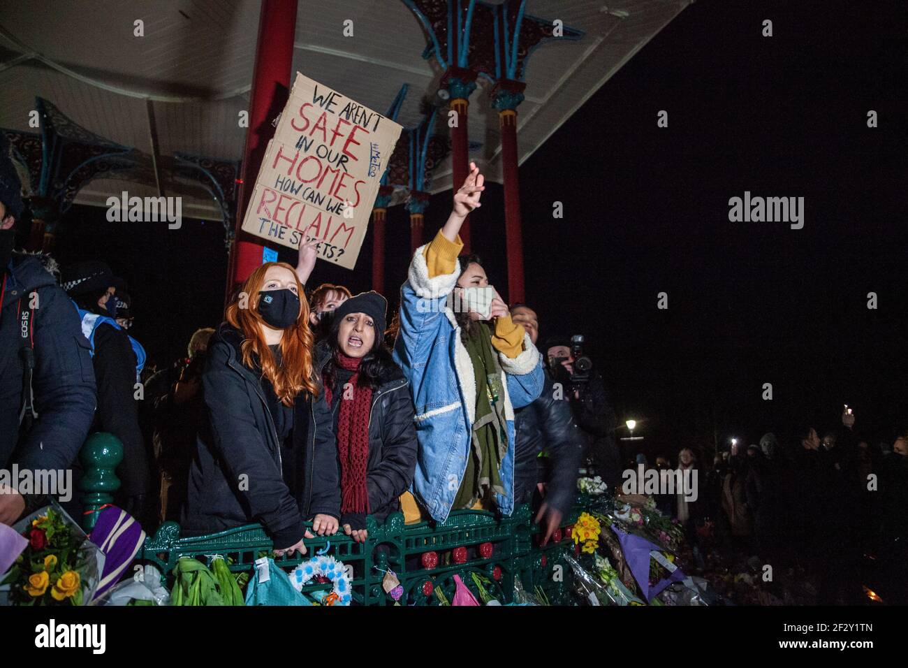London, UK, 13th March 2021. A vigil in memory of Sarah Everard and ...