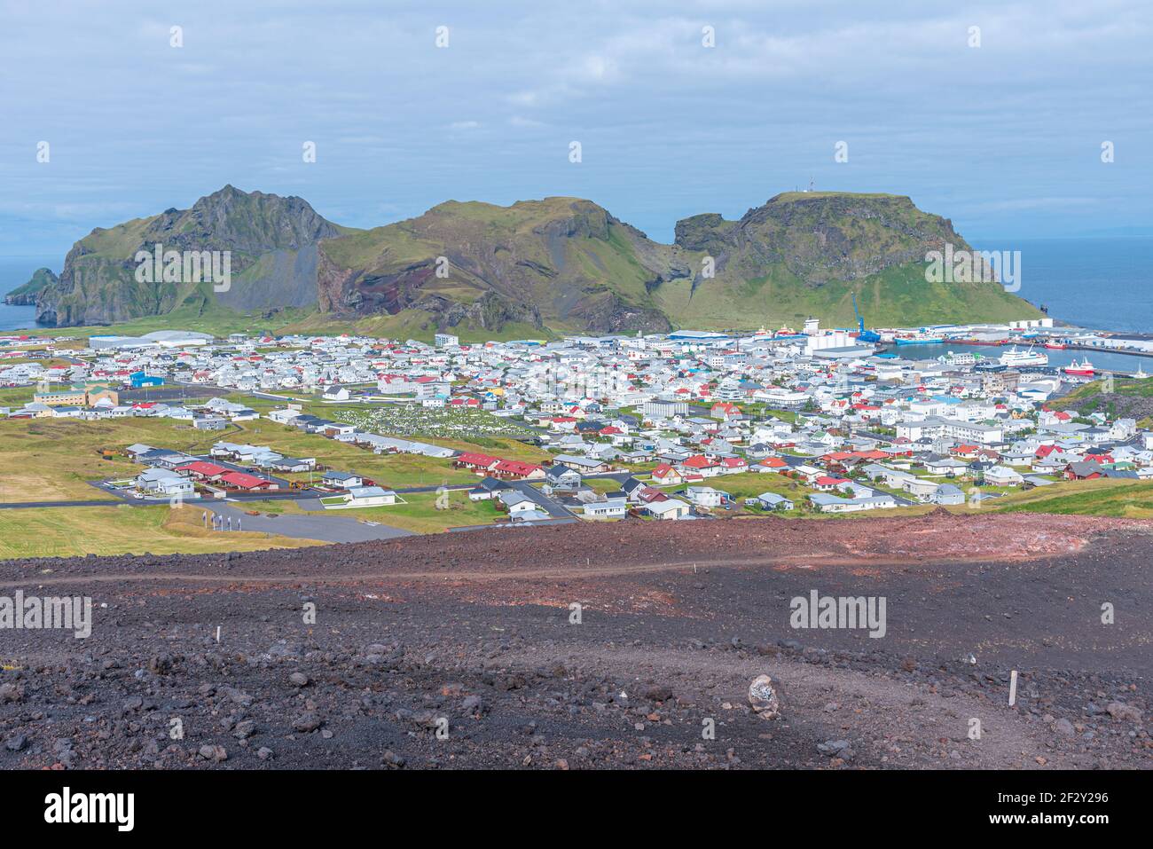 Town heimaey from eldfell volcano hi-res stock photography and images ...