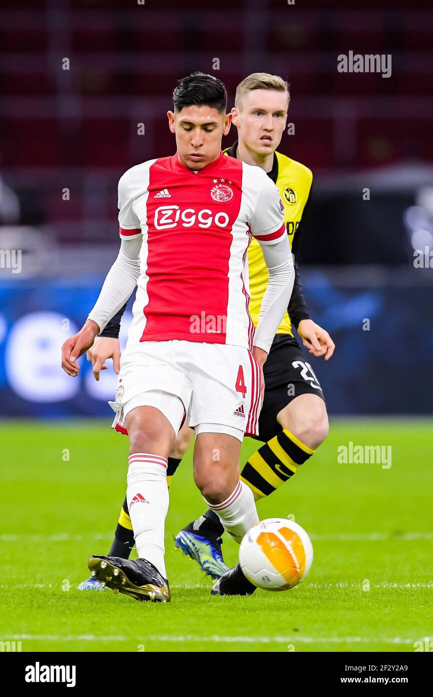 AMSTERDAM, NETHERLANDS - MARCH 11: Edson Alvarez of Ajax, Michel ...