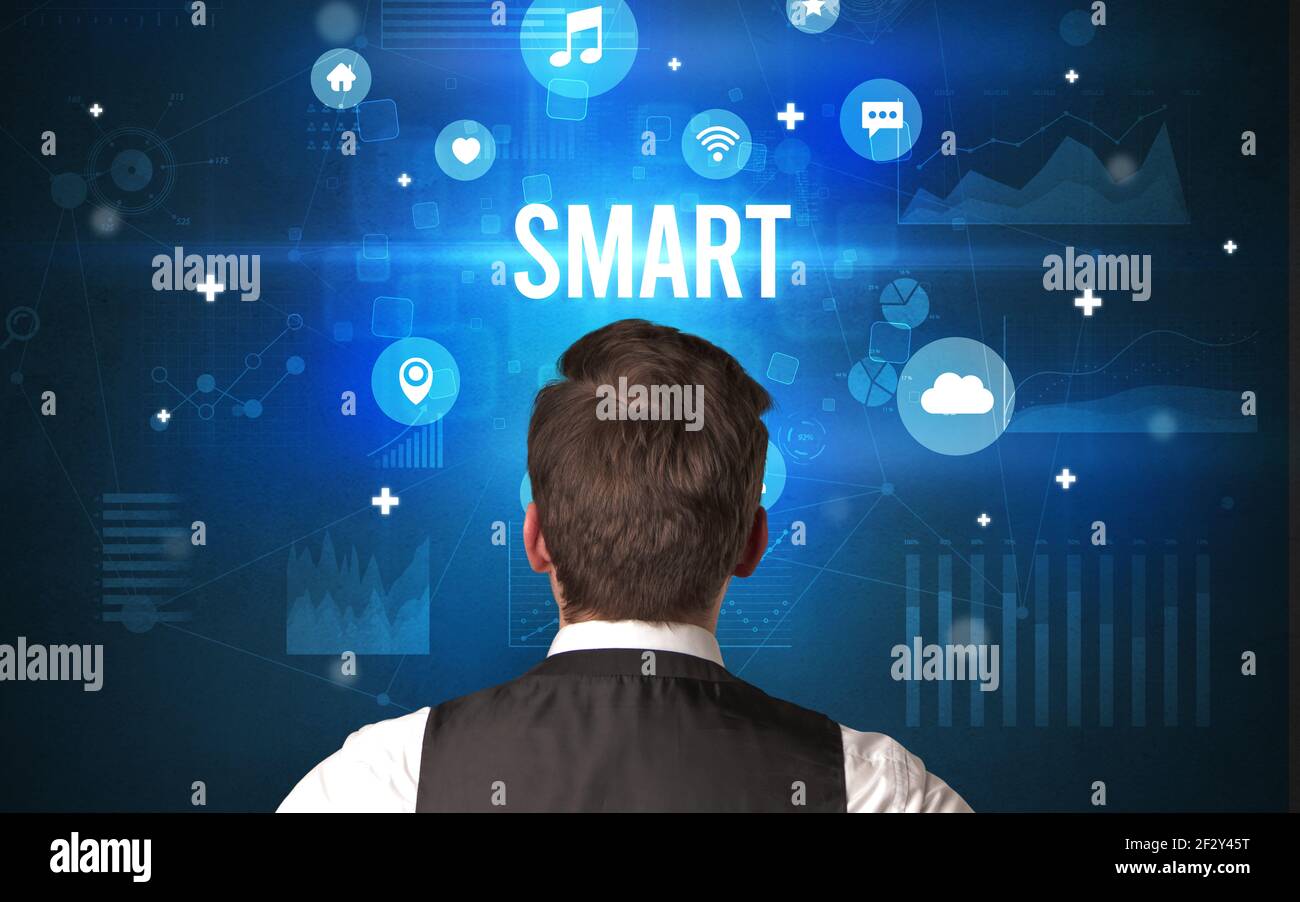 Rear view of a businessman Stock Photo - Alamy