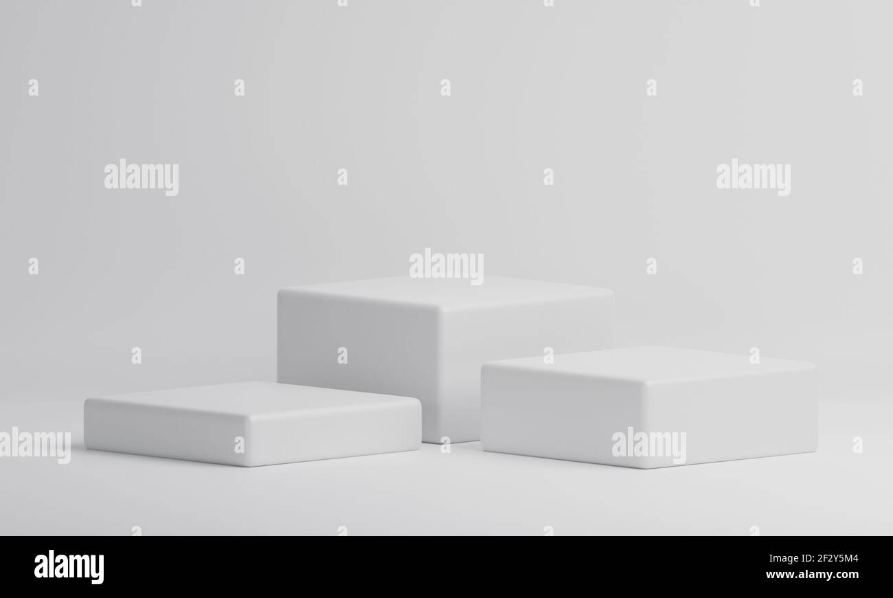 White rectangle cube product showcase table on isolate background ...