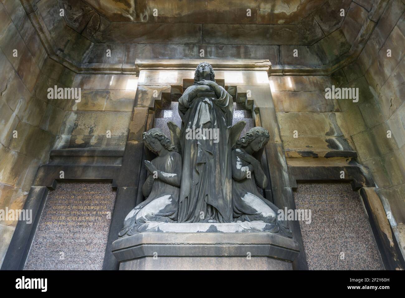 Interior detail of an ornate Victorian memorial tomb at the Necropolis ...