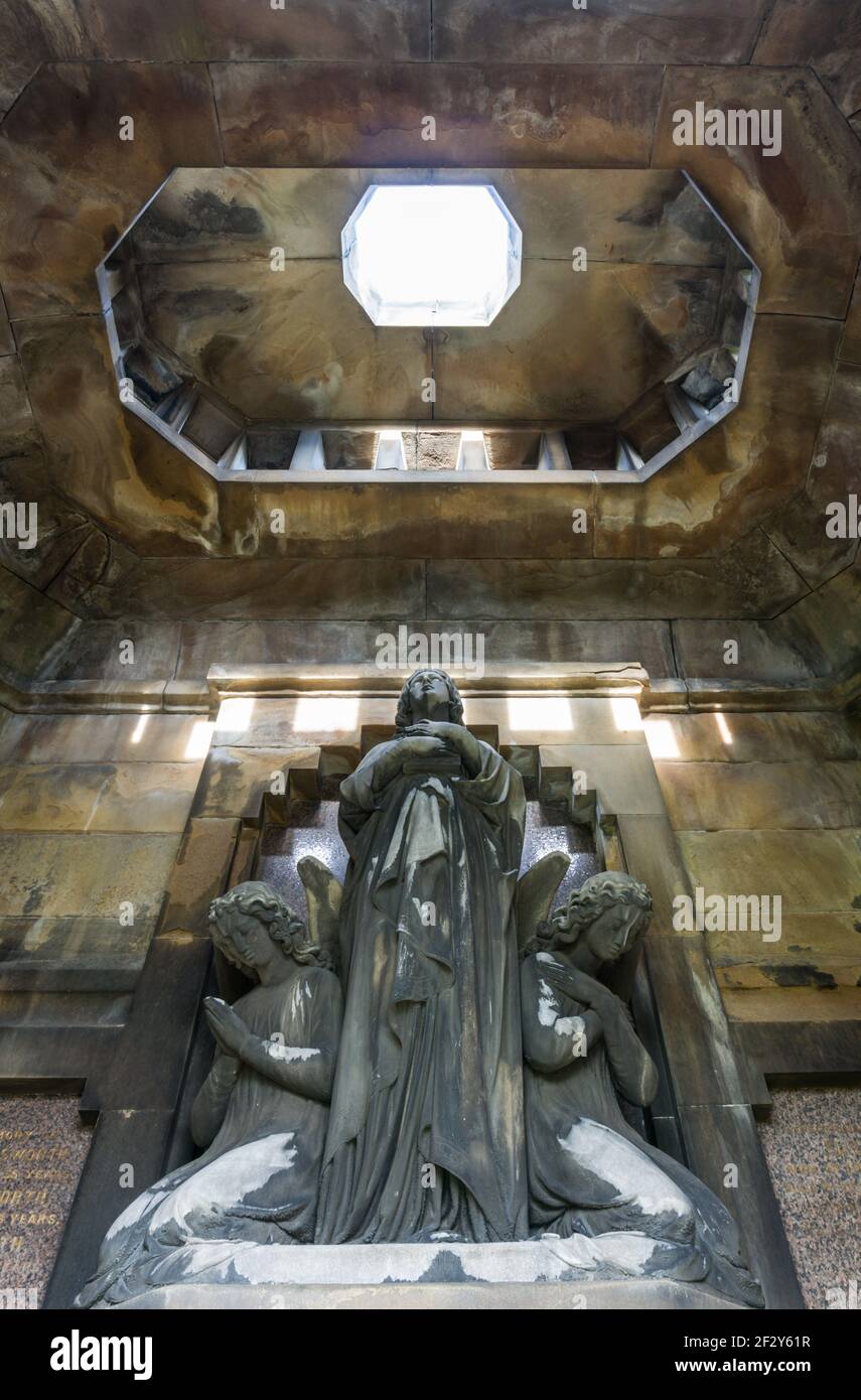 Interior detail of an ornate Victorian memorial tomb at the Necropolis ...
