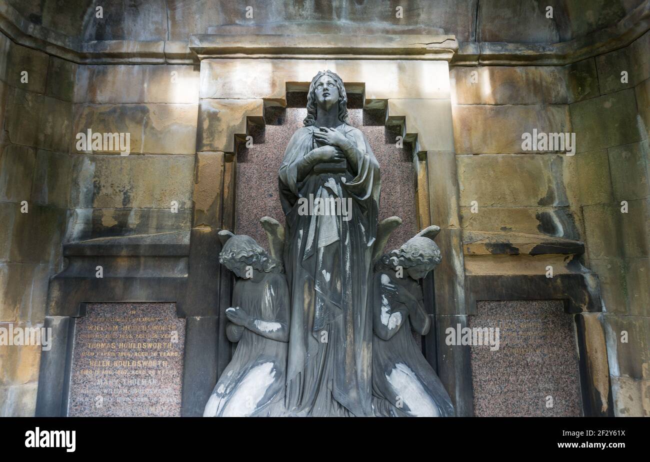 Interior detail of an ornate Victorian memorial tomb at the Necropolis ...