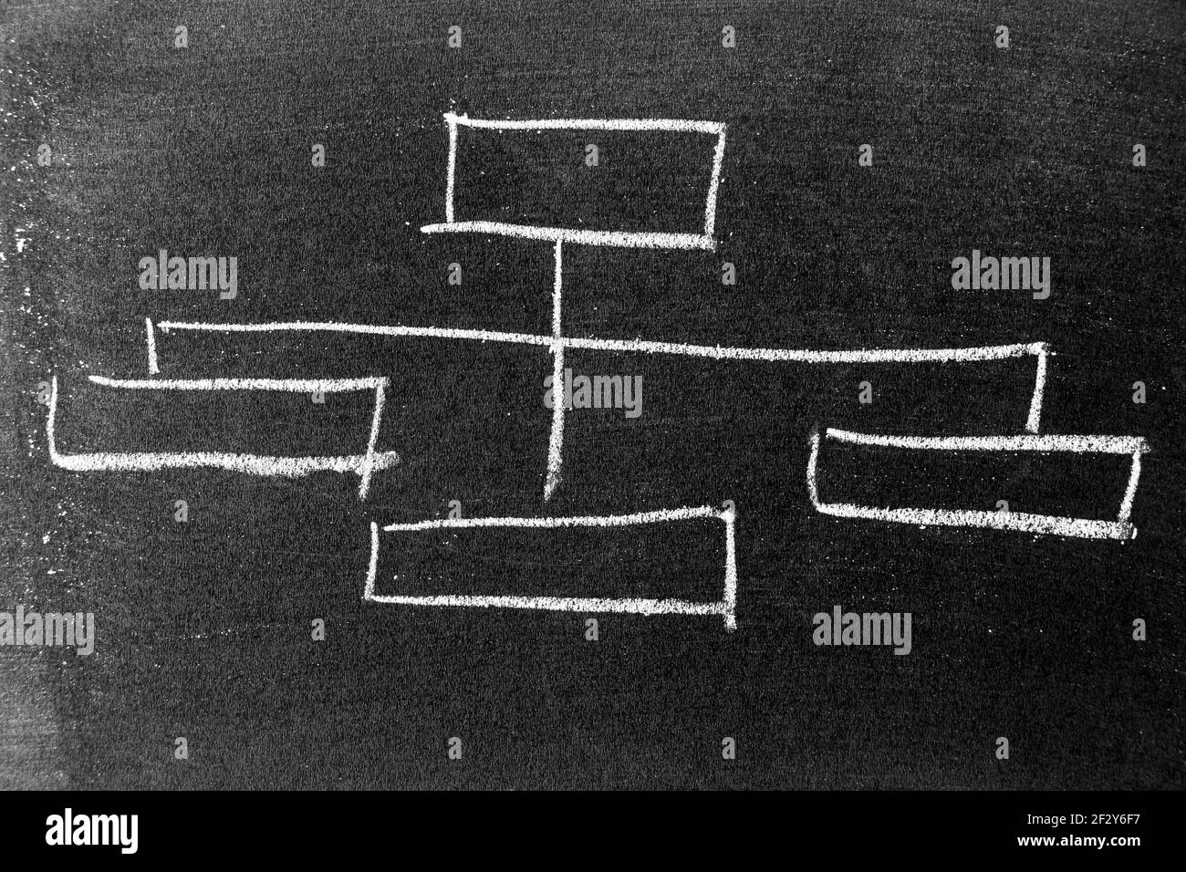 White color chalk hand drawing in square organization chart shape on ...