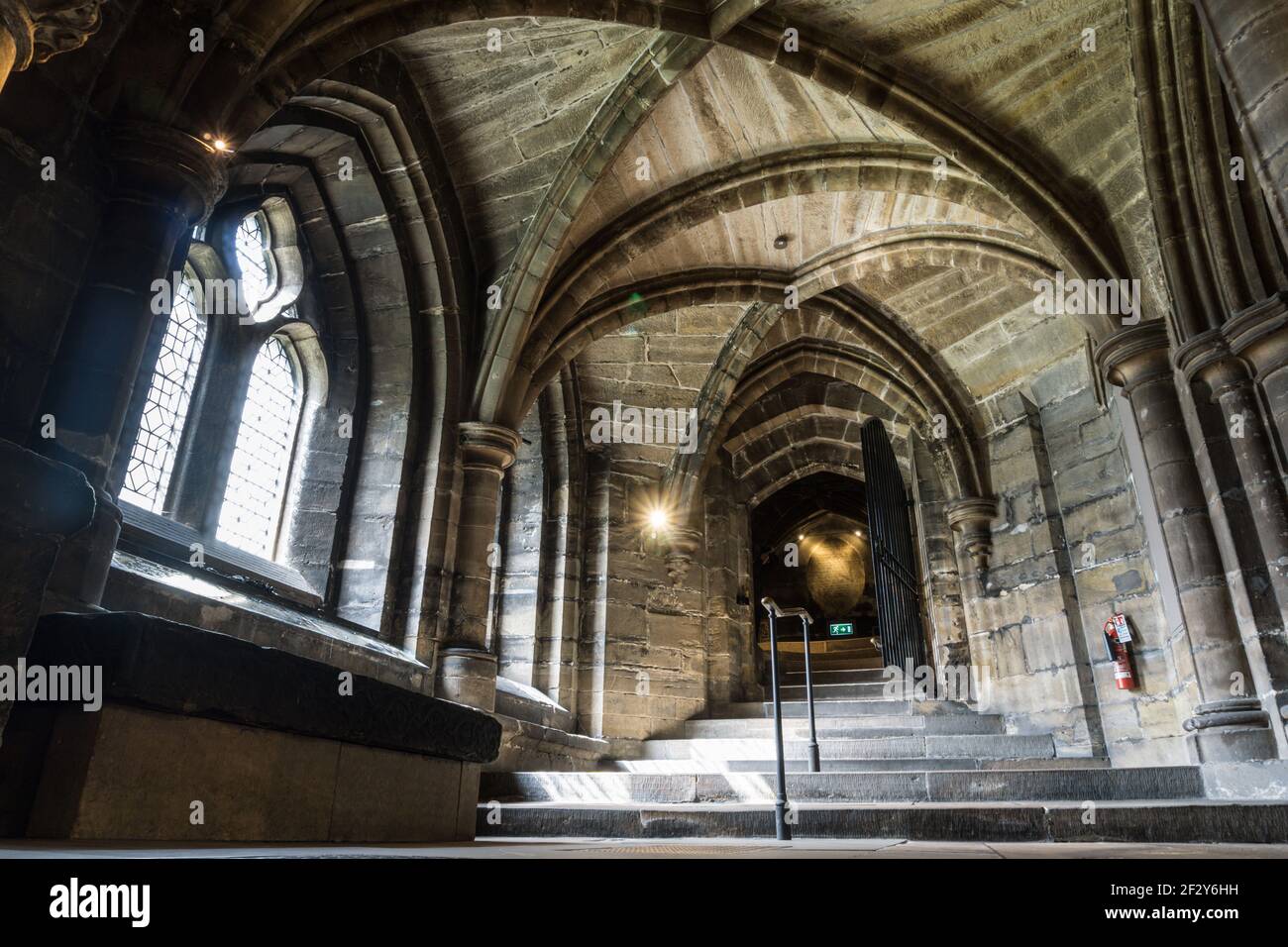 Crypt of Glasgow Cathedral St Mungo's looking at the vaulted roof of ...