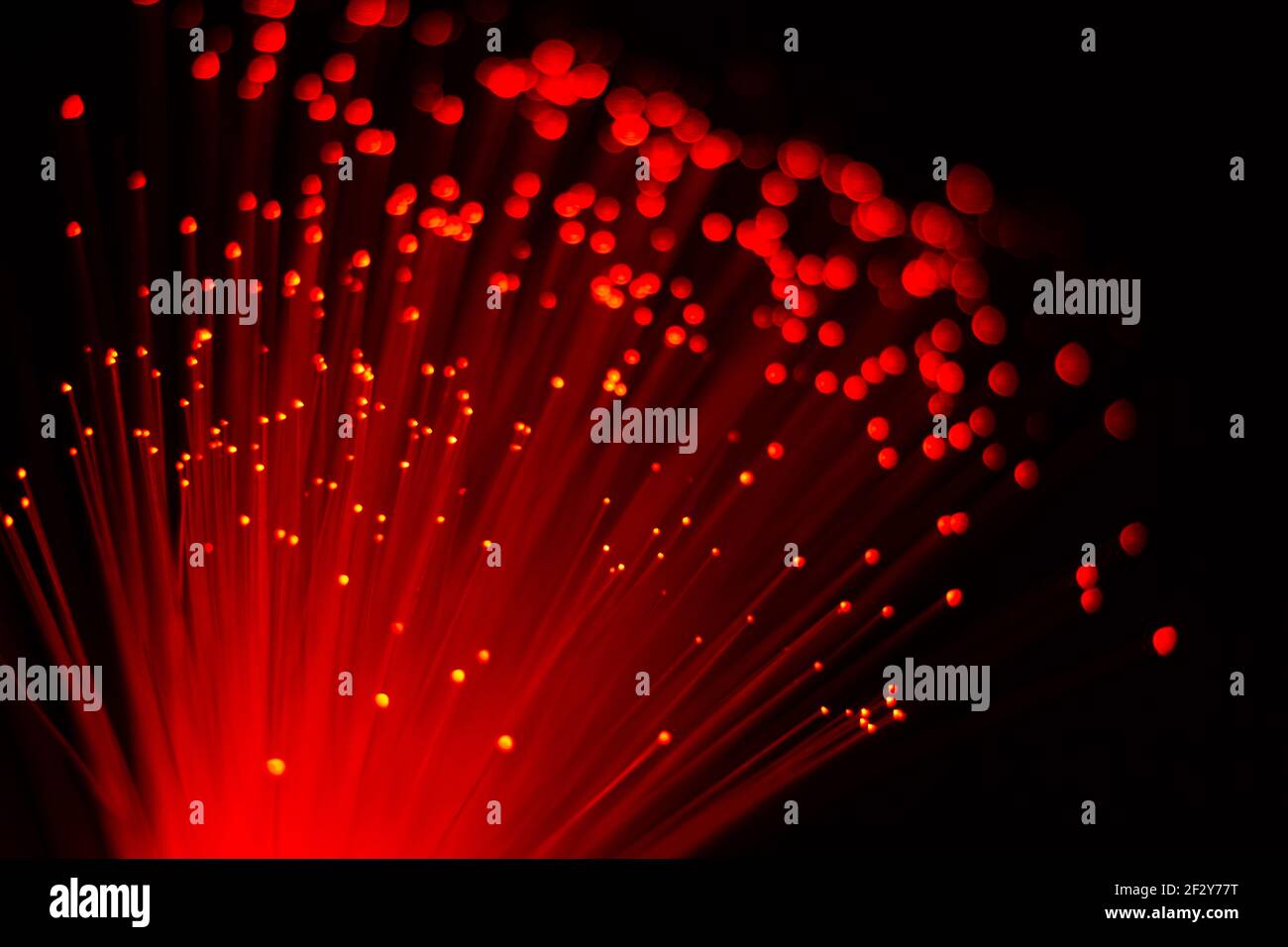 arc shaped red fiber optic lights with focused points and others out of ...