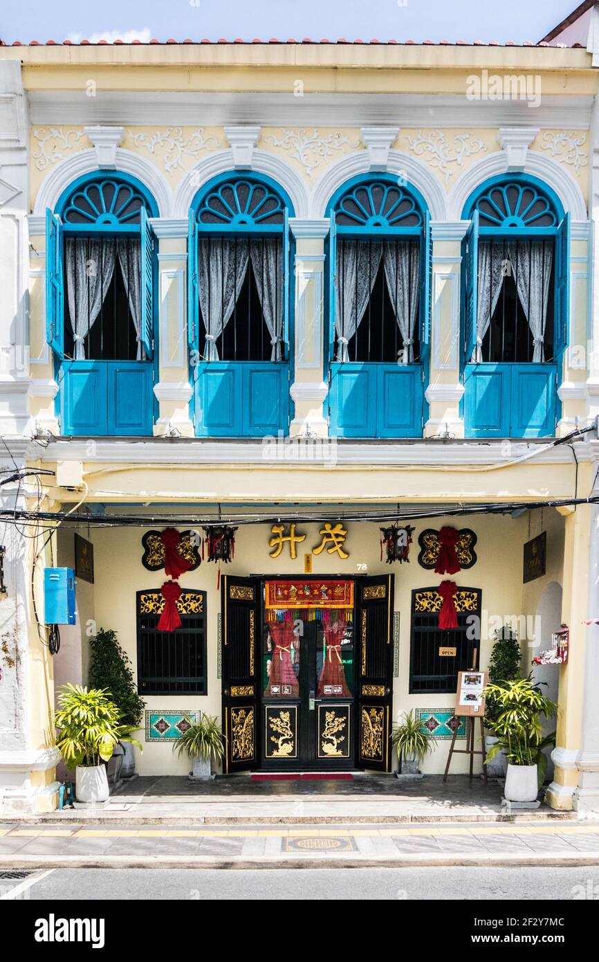 Restored Sino Portuguese architecture shophouse in Thalng Road, Old ...