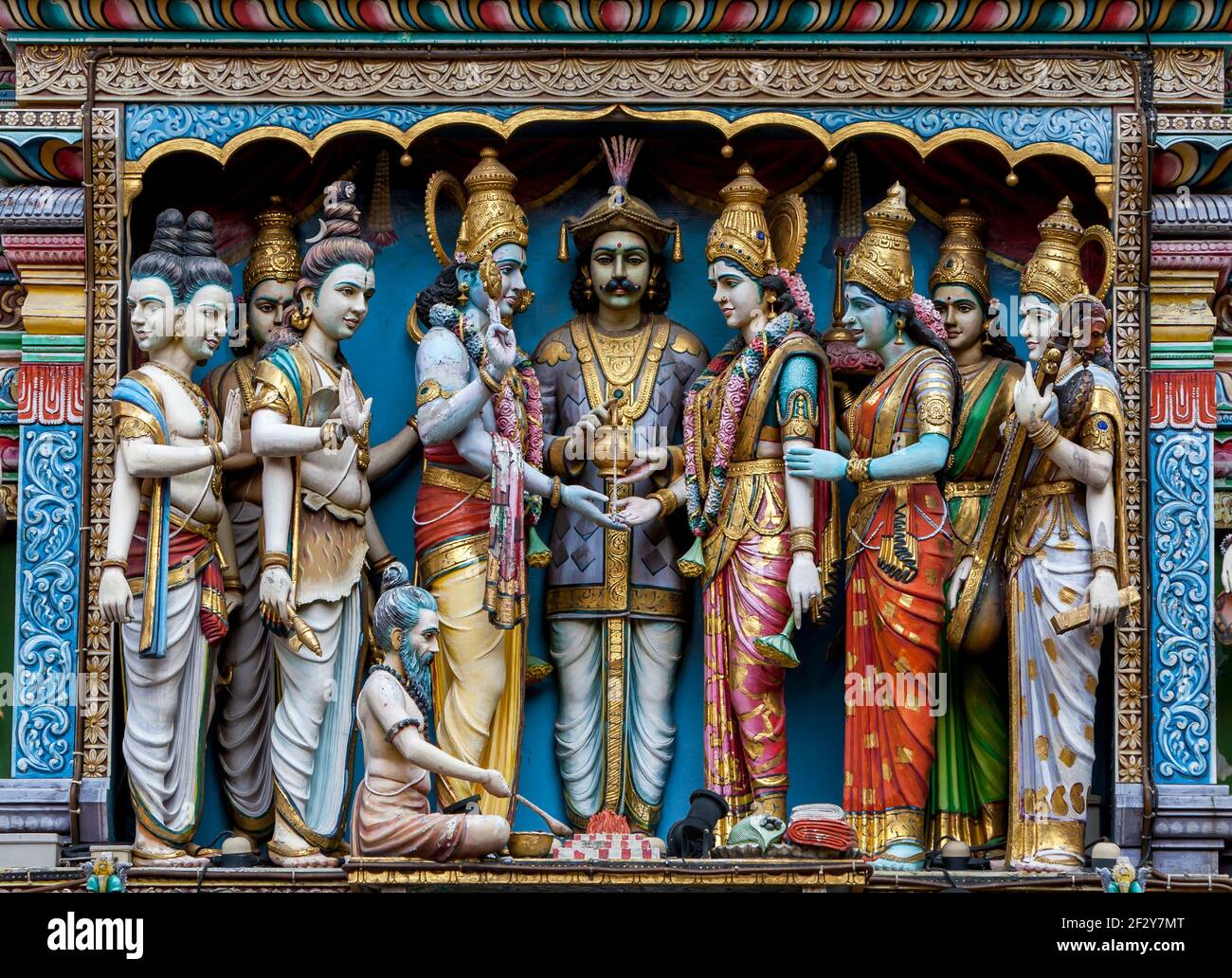Deities on the exterior wall of the Sri Krishnan Temple (Hindu) in ...