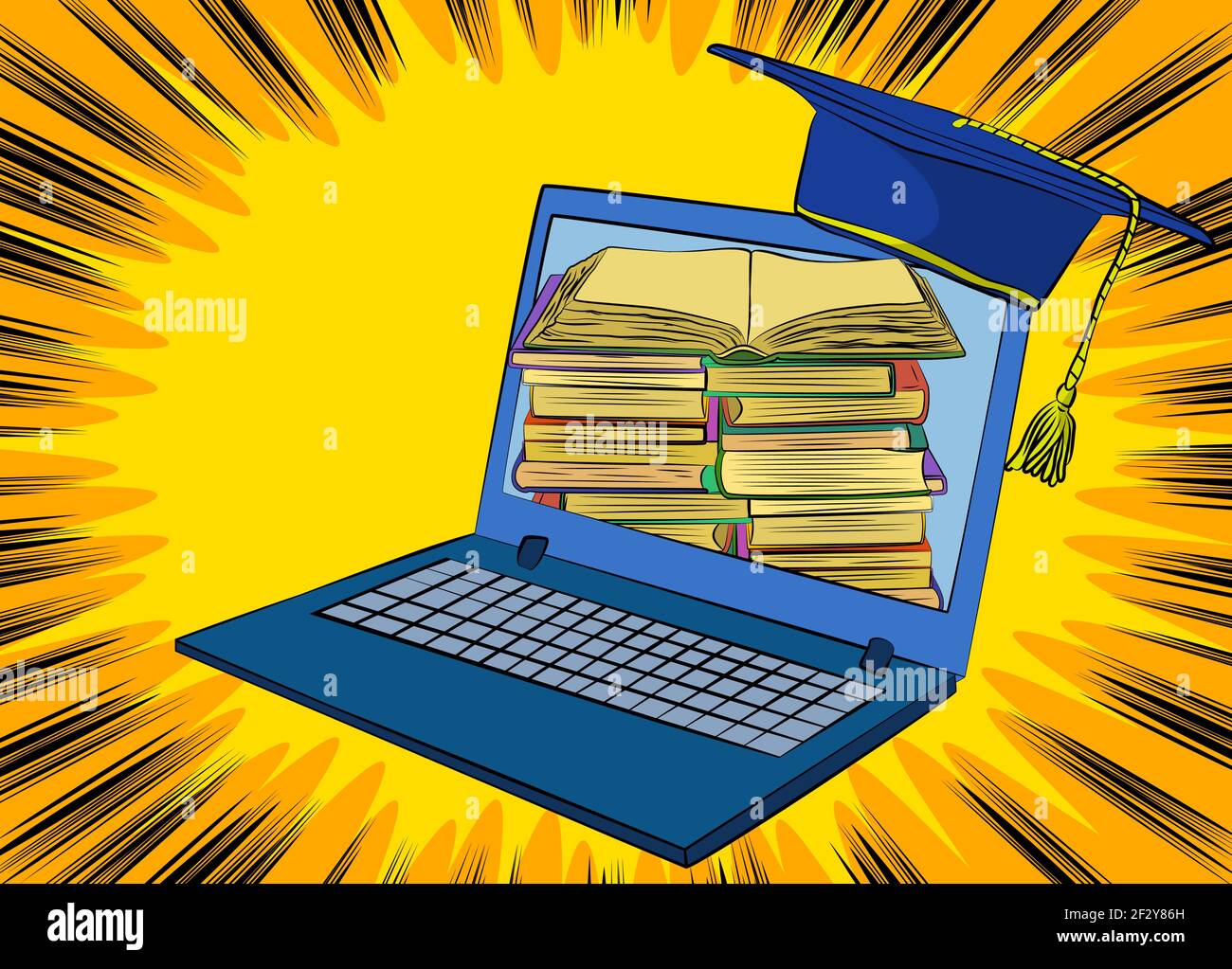 Digital Online Education Concept with Laptop and Books. Learning online ...