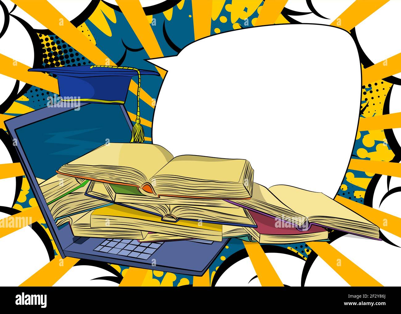 Digital Online Education Concept with Laptop and Books. Learning online ...