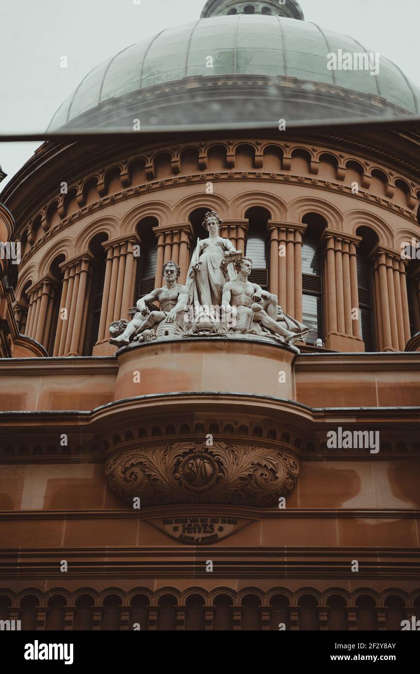 Statue sculpture on top of the Queen Victoria Building (QVB) Sydney ...