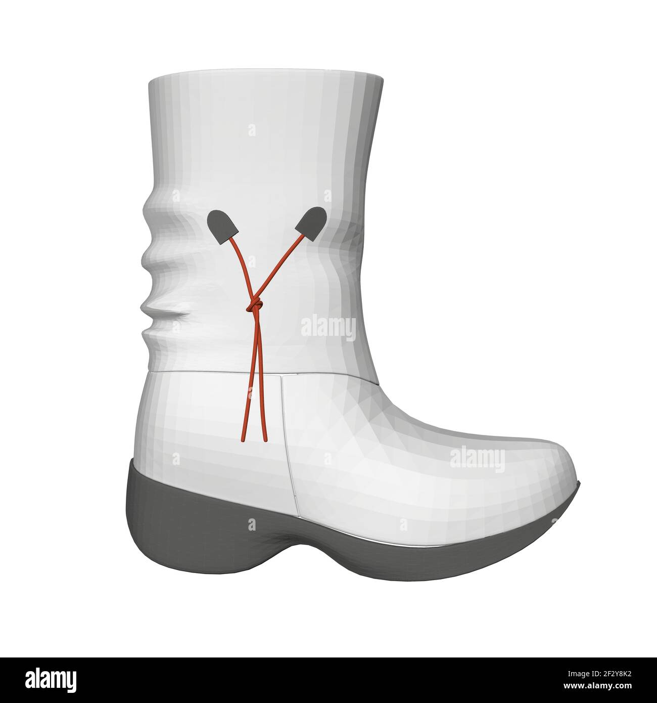 Model of a polygonal white female boot. Side view. 3D. Vector ...
