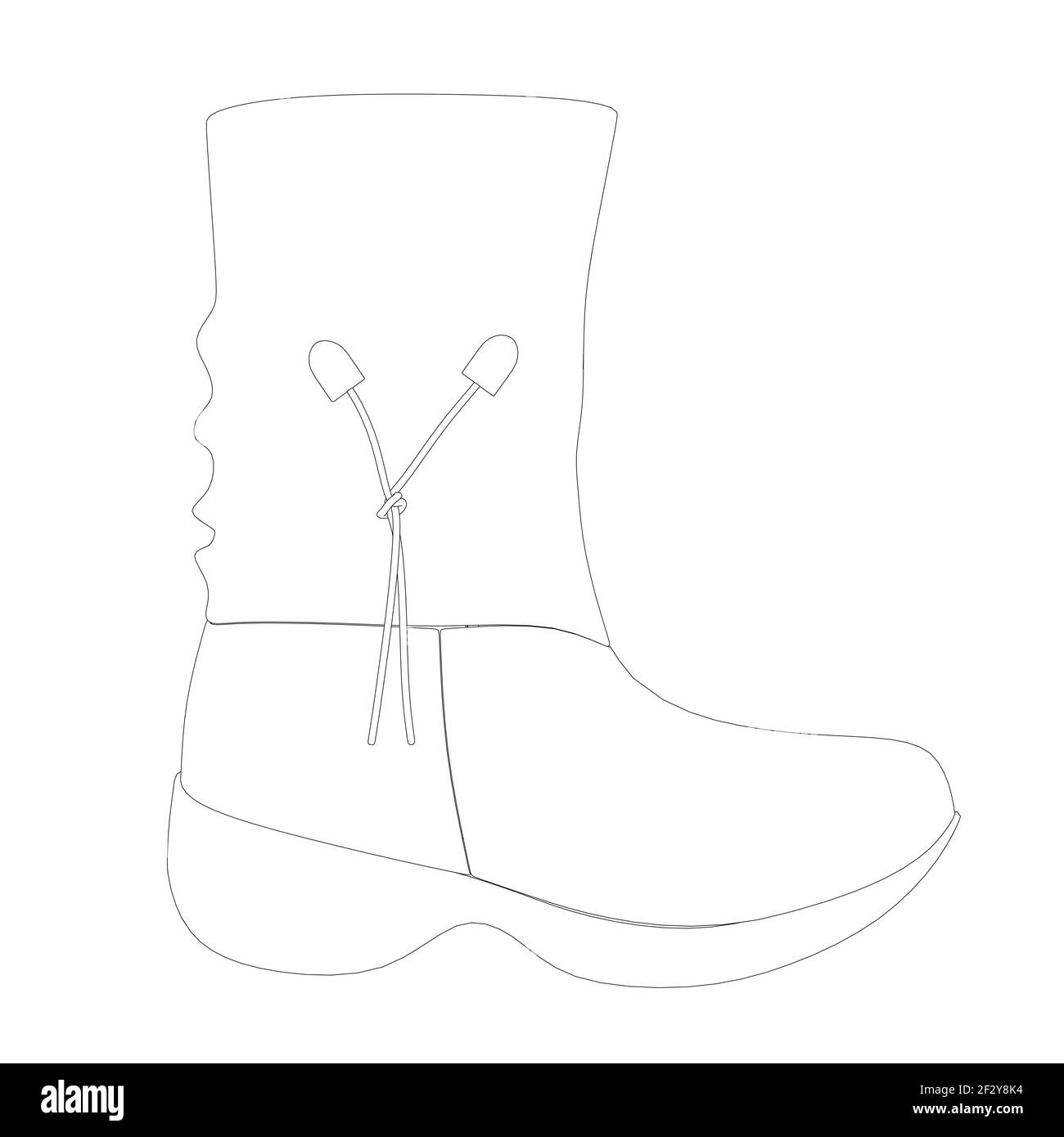 Contour of a woman boot from black lines isolated on a white background ...