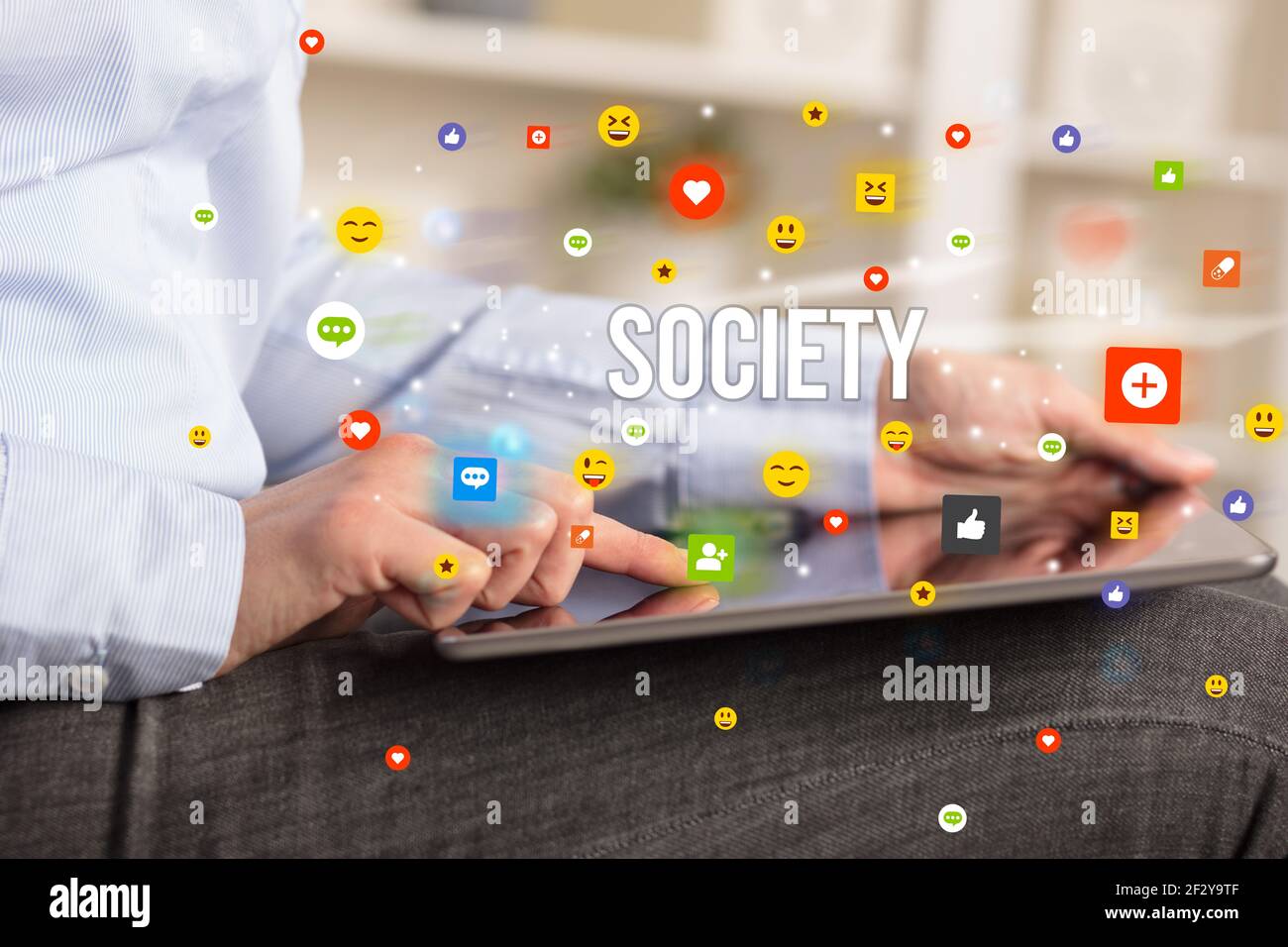 business person playing multimedia Stock Photo - Alamy