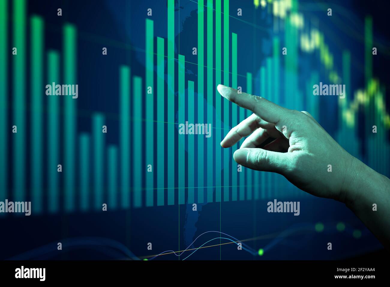 Businessman touching forex charts and diagrams stock market display on ...