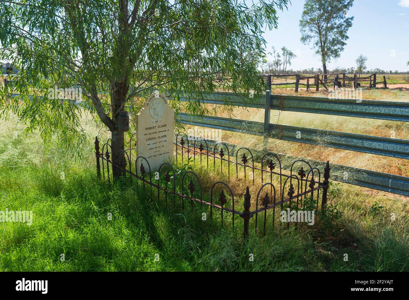 Bush cemetery at Charlotte Plains, an old cattle and sheep station near Cunnamulla, Queensland ...