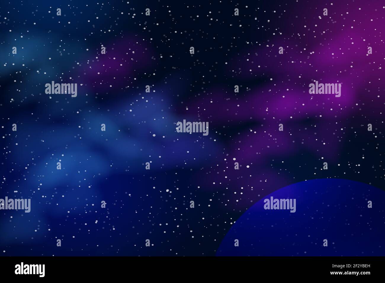 Horizontal space background with realistic nebula, stardust and planets ...