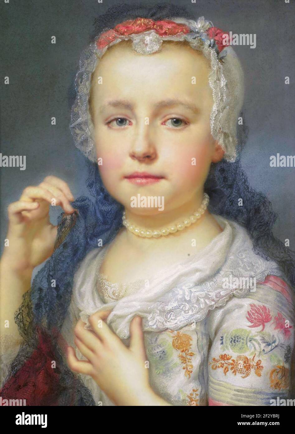 Portrait of beautiful young lady. Half-length, slightly to the left ...