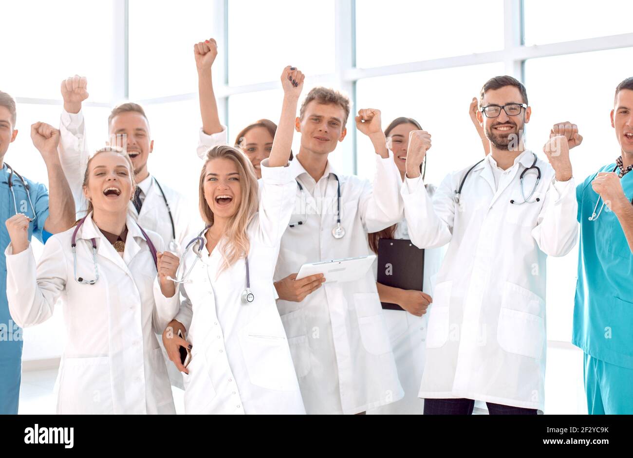 group of happy medical professionals. photo with copy space Stock Photo ...