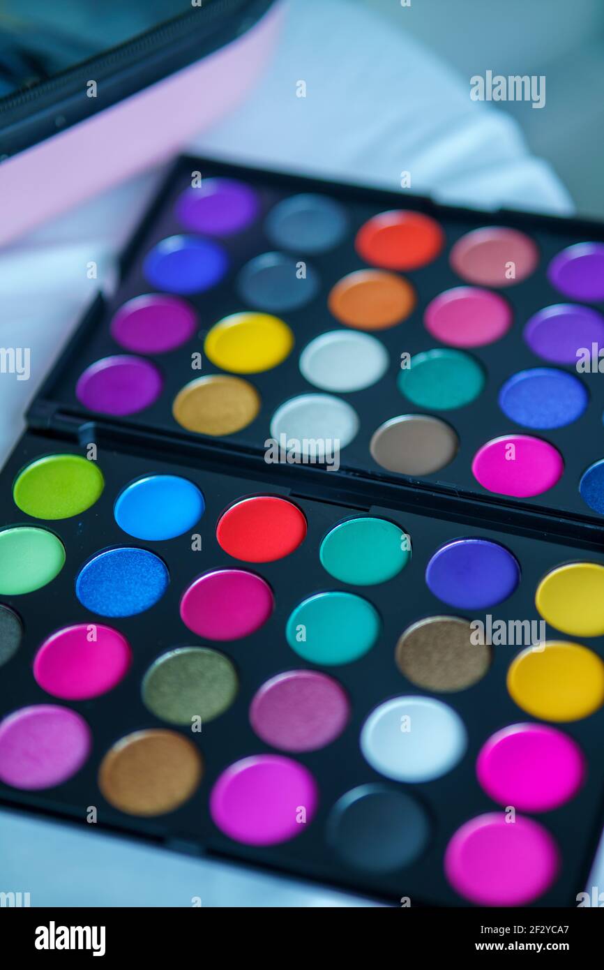Makeup pallets of many colors Stock Photo - Alamy