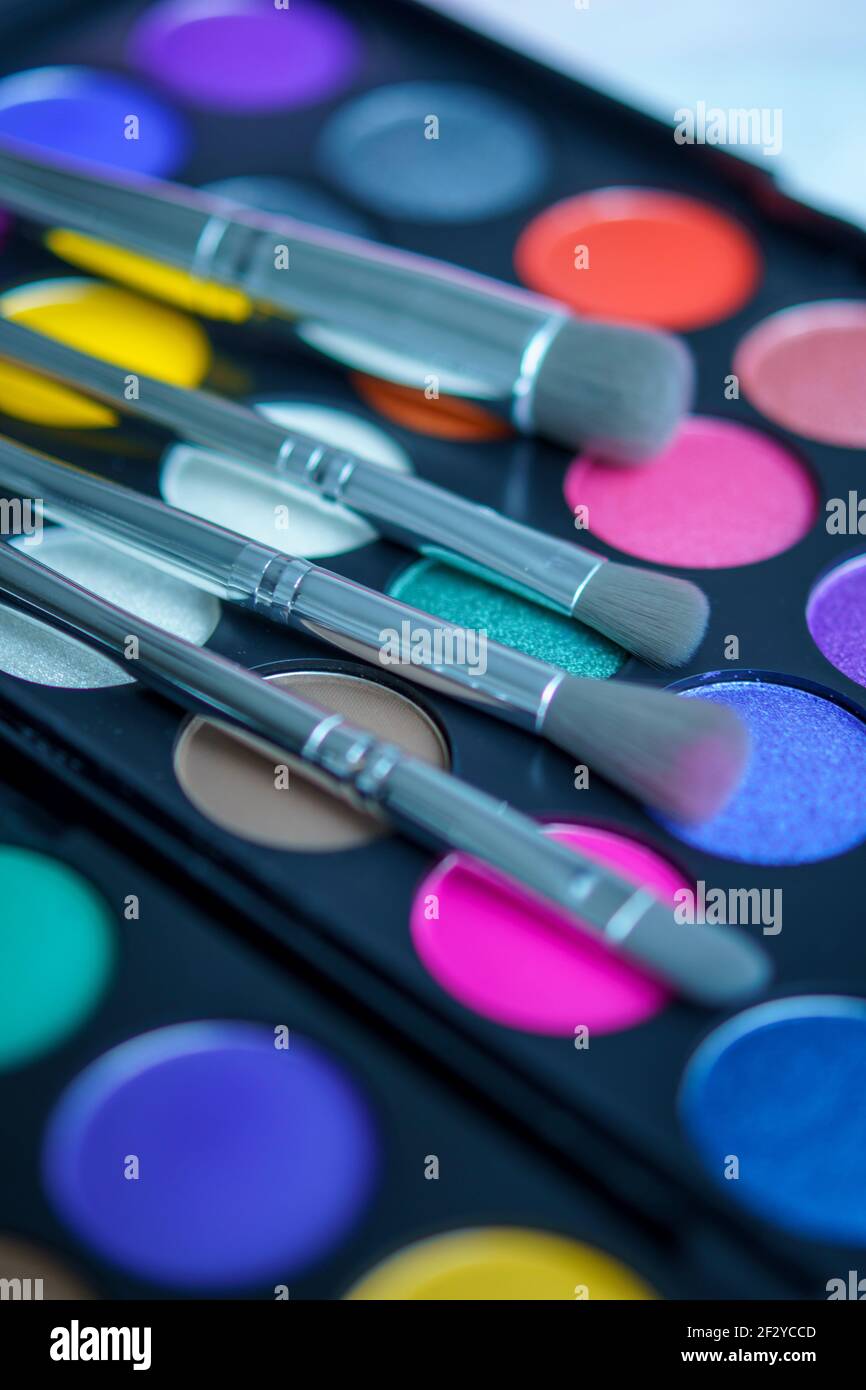 Makeup pallets of many colors Stock Photo - Alamy