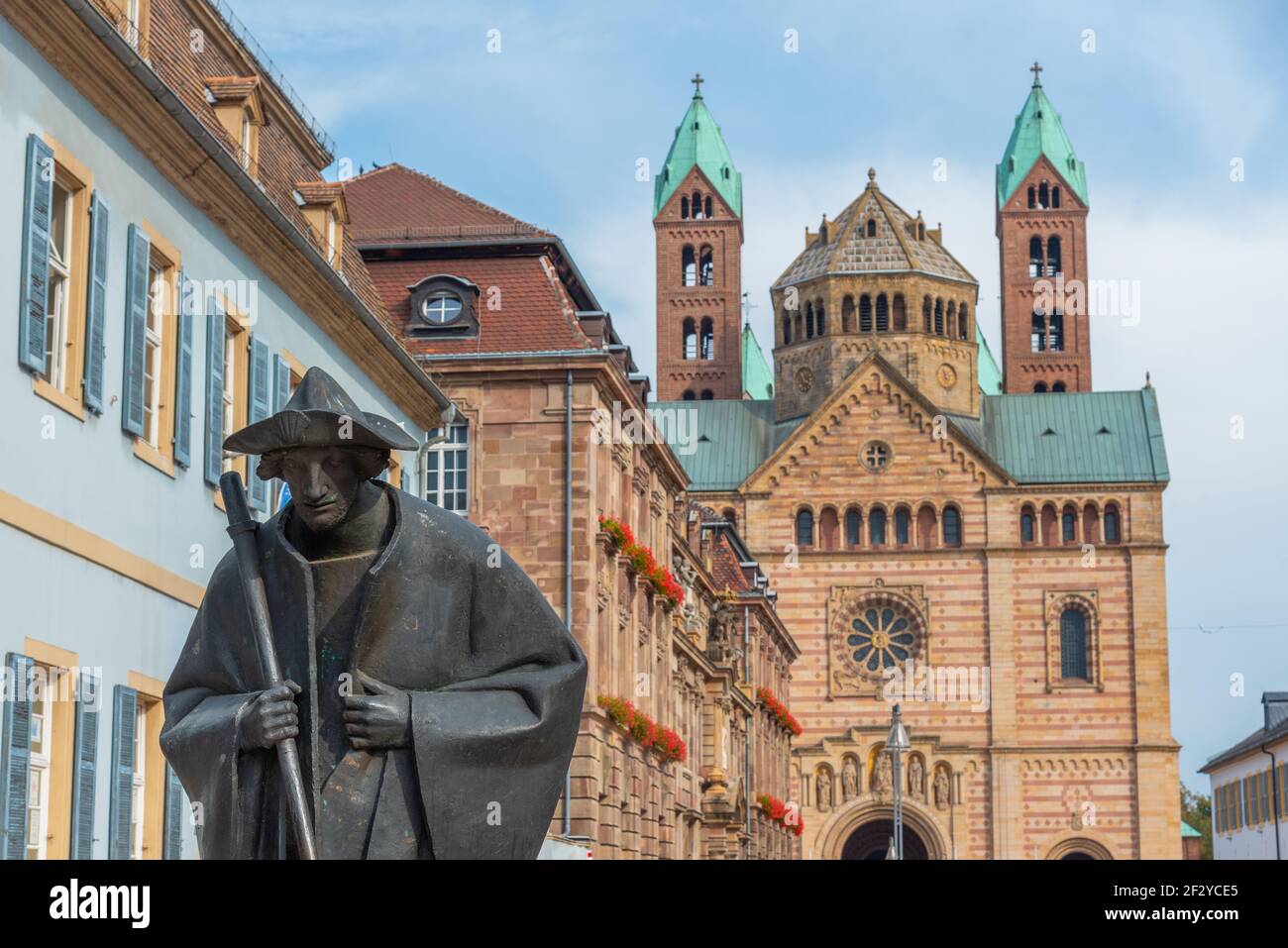 Jakobspilger statue and the cathedral at the end of Maximilianstrasse ...