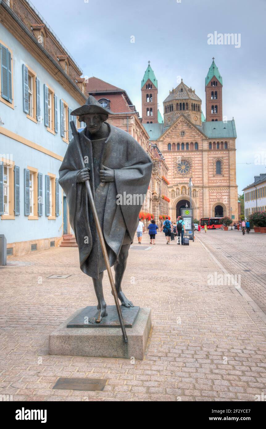 Jakobspilger statue and the cathedral at the end of Maximilianstrasse ...