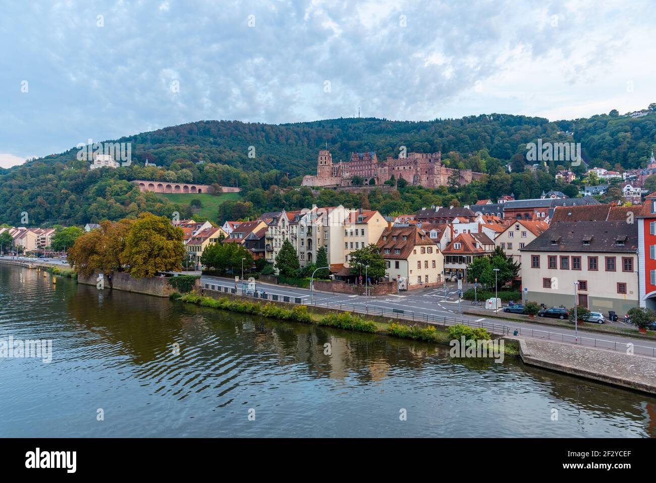 Panorama of Heidelberg behind Neckar river, Germany Stock Photo - Alamy