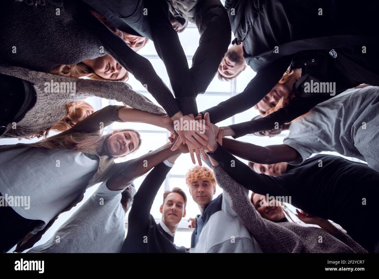 Bottom view hands diversity hi-res stock photography and images - Alamy