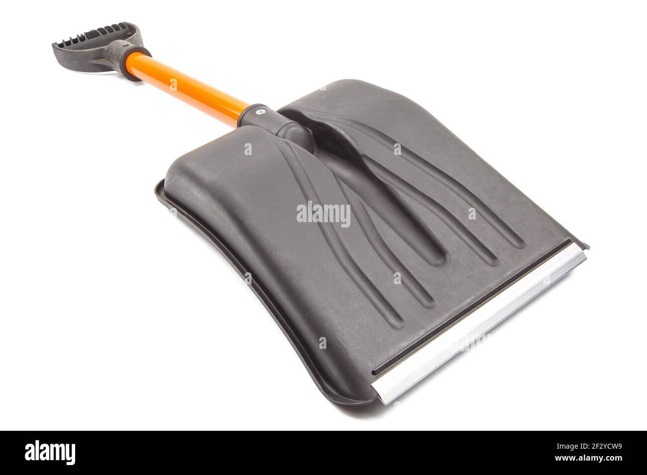 small plastic snow shovel, isolated on white background - back side ...