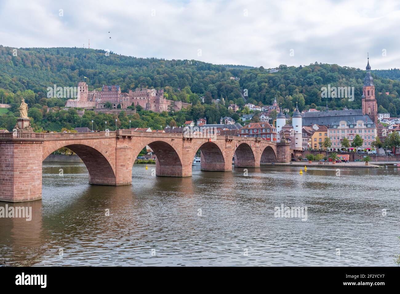 Panorama of Heidelberg behind Neckar river, Germany Stock Photo - Alamy