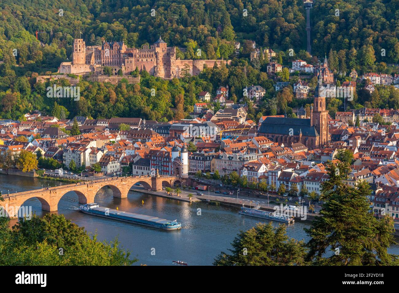 Panorama of Heidelberg behind Neckar river, Germany Stock Photo - Alamy